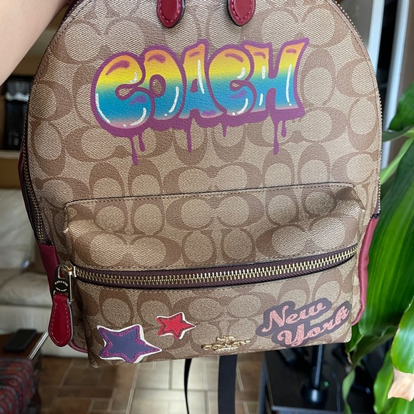 Coach | Bags | Coach Medium Charlie Backpack In Signature Canvas With ...